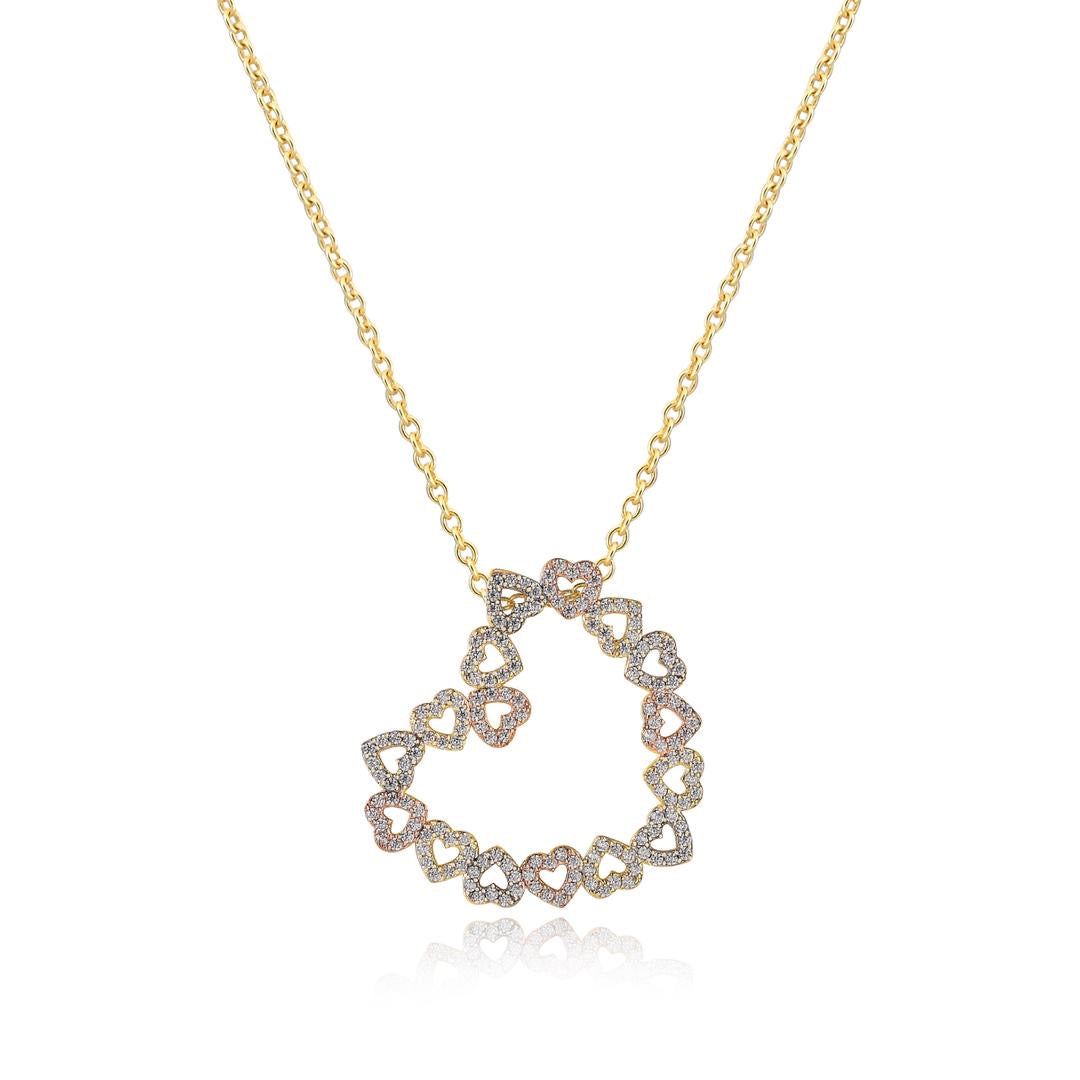 Tri-Color Hearts Pendant Necklace – The Tiny Gem